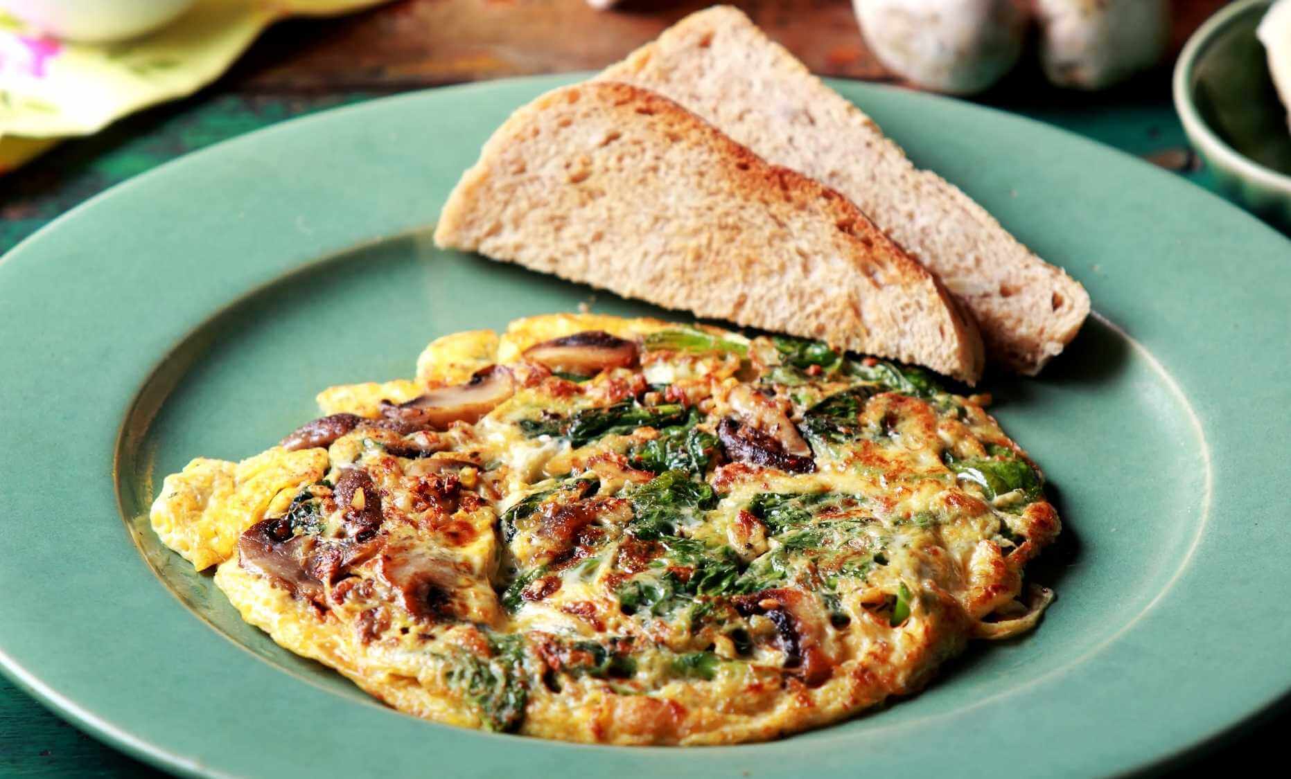 Frittata de espinaca y champiñones - Gmate